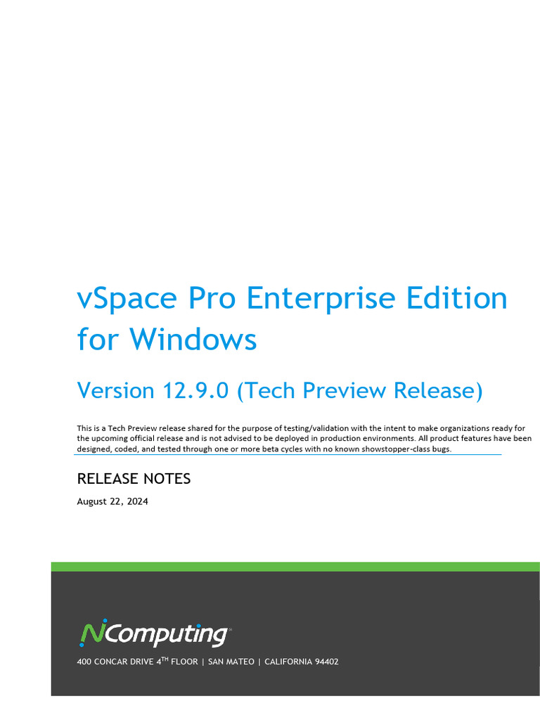 vSpace Pro Enterprise 12.9.0 Release Notes | PDF | Remote Desktop ...