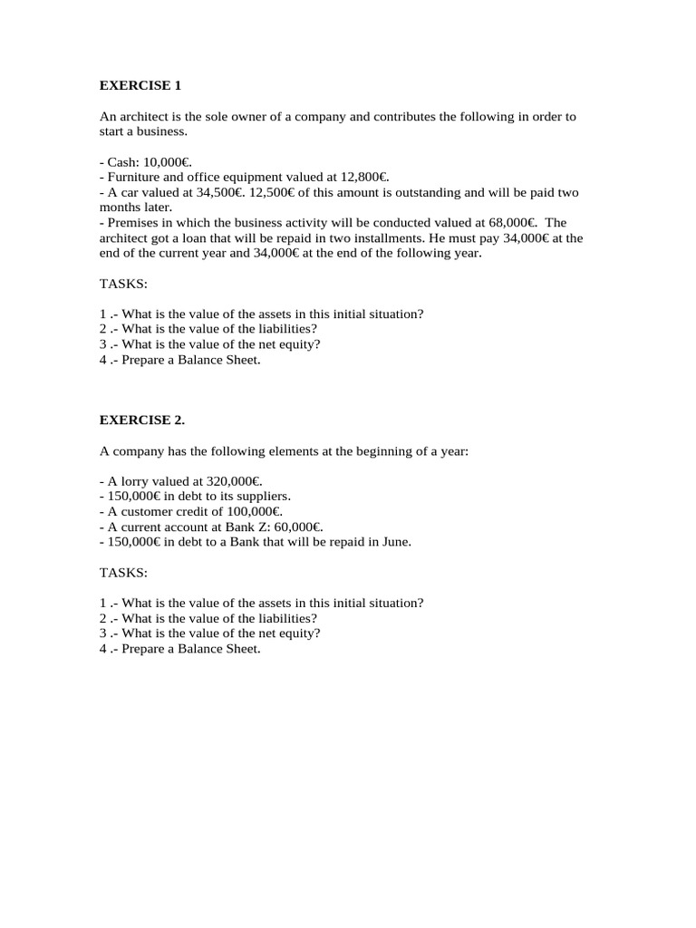 Exerc.1-5 2 | PDF | Balance Sheet | Equity (Finance)