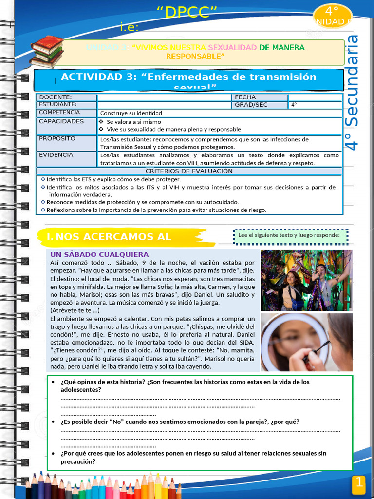 4° DPCC - Actv.03-Unid.3 2023 | PDF | Infección transmitida sexualmente | VIH / SIDA