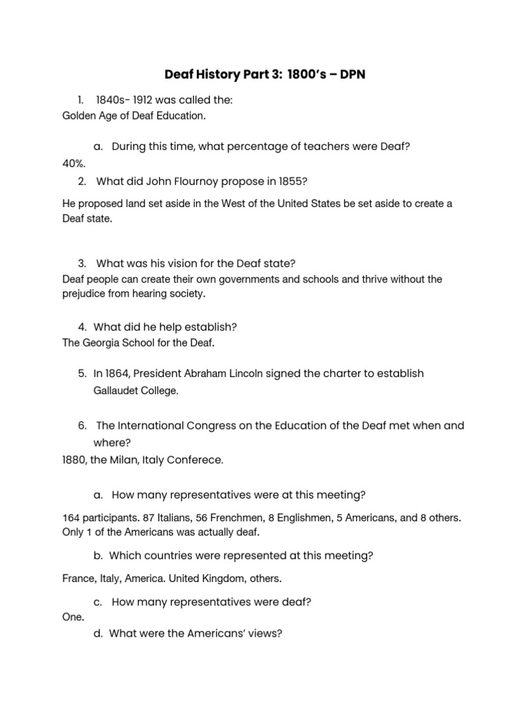 Deaf History Part 3 Notes | PDF | Deafness | Hearing Loss