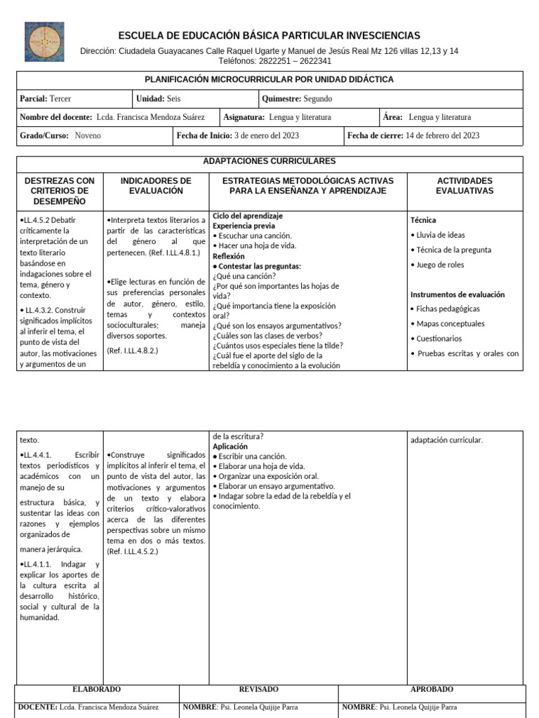 ADAPTACION CURRICULAR UNIDAD 6 | PDF | Evaluación | Biodiversidad