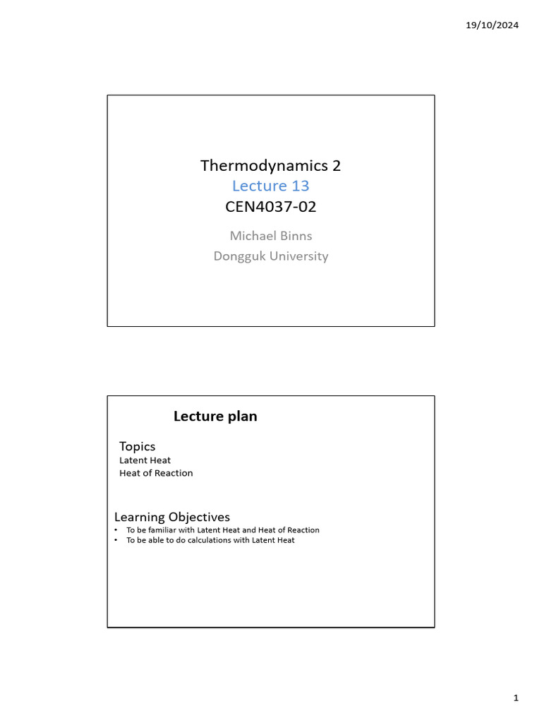 Therm1 Lecture13 Chapter4part2 | PDF | Latent Heat | Heat