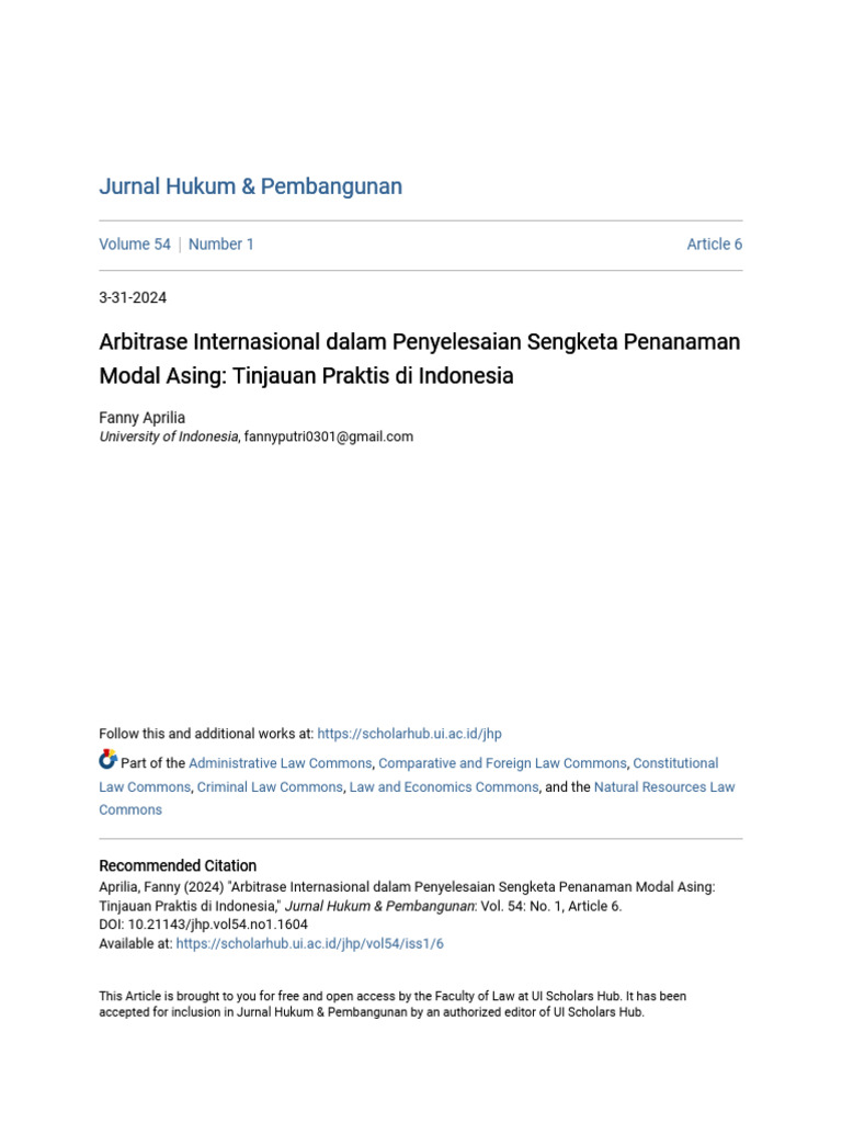 Arbitrase Internasional Dalam Sengketa PMA | PDF