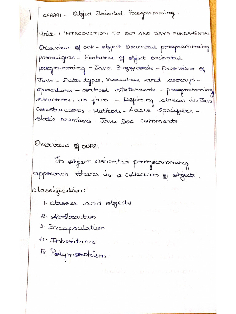 CS3391 Oops Notes - 01 - by WWW - Notesfree.in | PDF | Language Arts ...