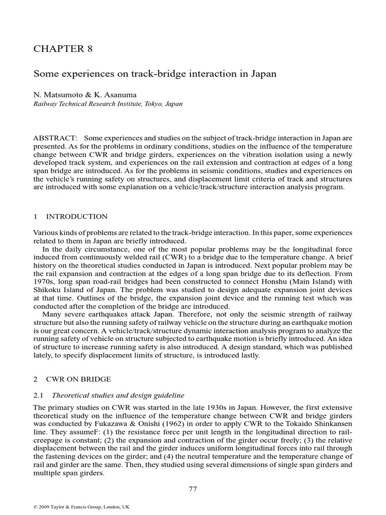 Track-Bridge Interaction on High-Speed Railways Chapter 8.pdf | PDF | Force | Bridge