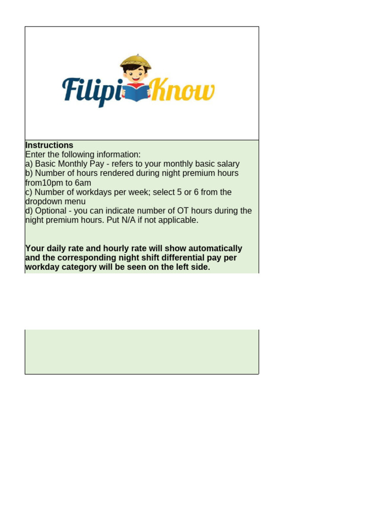 Night Differential Pay Calculator | PDF