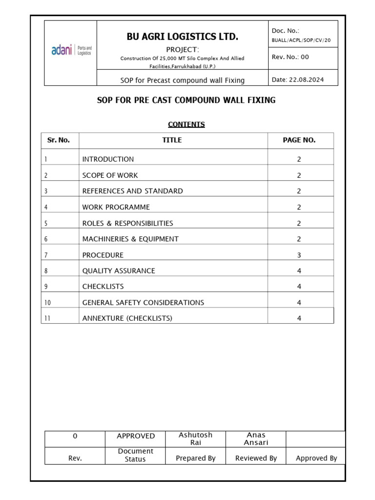 Precast Wall Fixing SOP Guide | PDF | Crane (Machine) | Precast Concrete