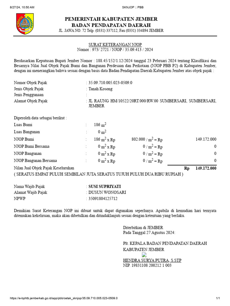 Sknjop - PBB Susi Supriyati Th. 2024 | PDF