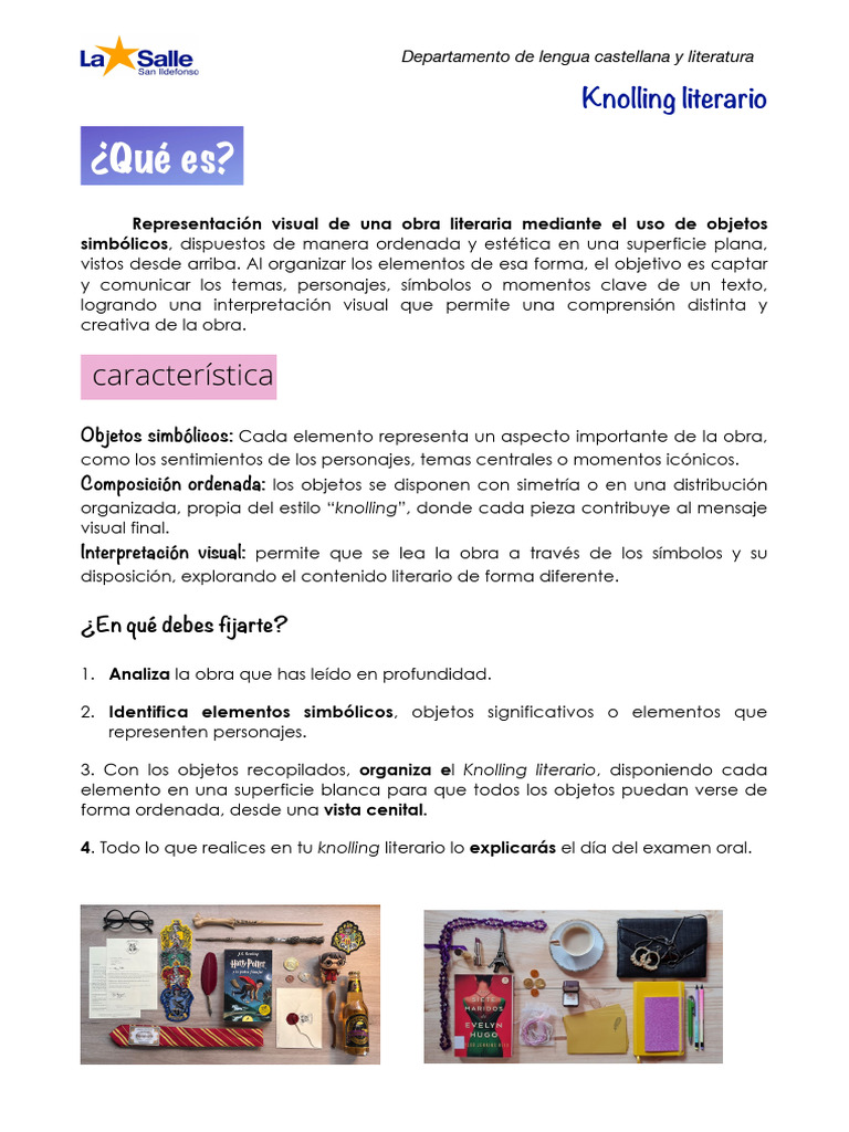 Knolling Literario, 1º BAC | PDF
