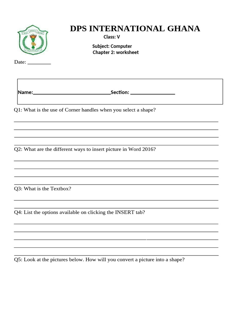 Chapter 2 Worksheet | PDF