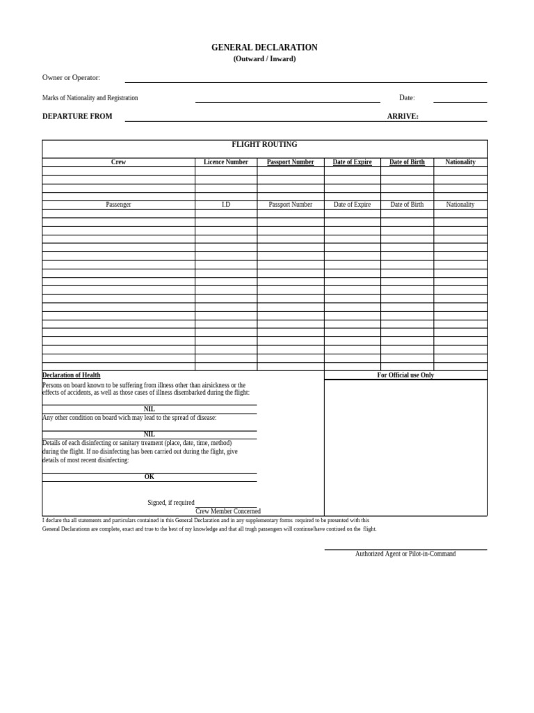 General Declaration | PDF