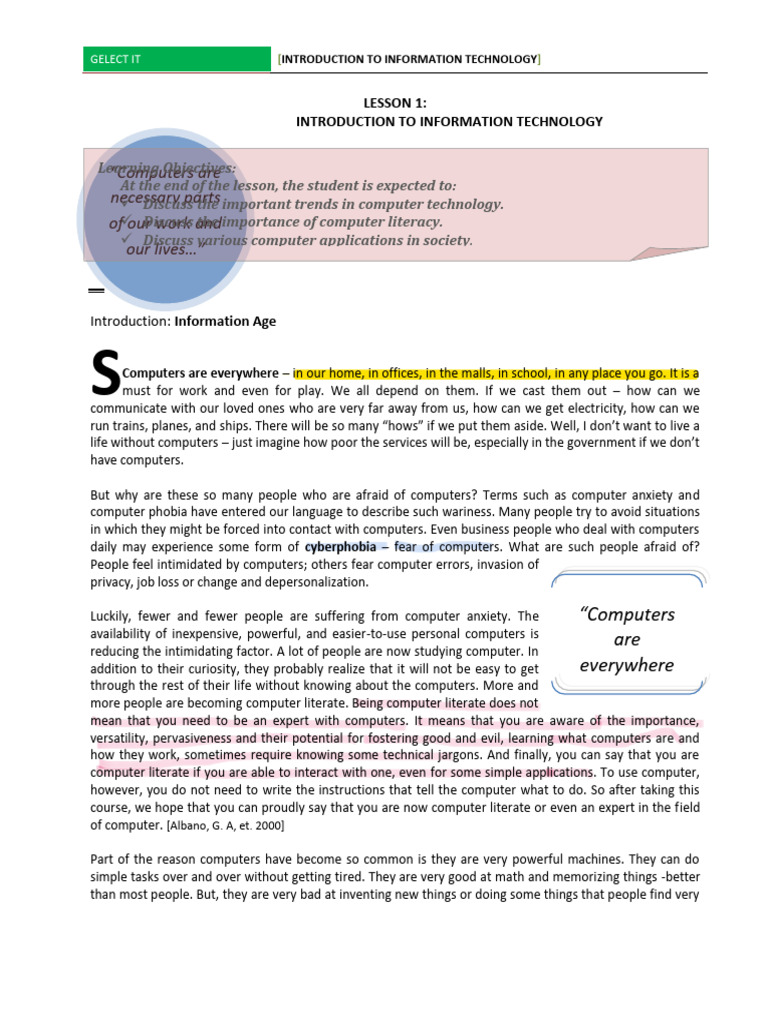 AC101 L1 Intro To IT | PDF | Simulation | Robot