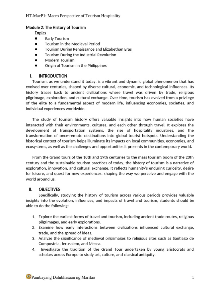 Macro M2 History w3 w4 | PDF | Tourism | Renaissance