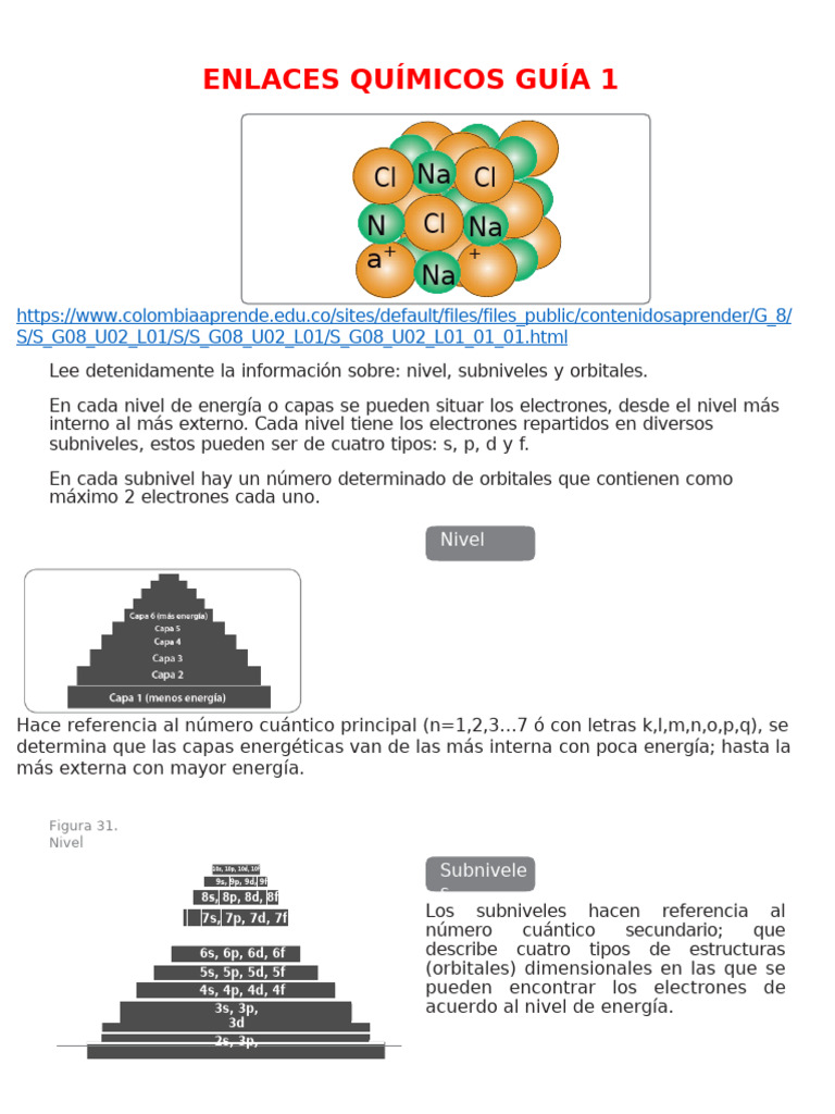 Enlaces Químicos Guía 1 | PDF | Configuración electronica | Física Química