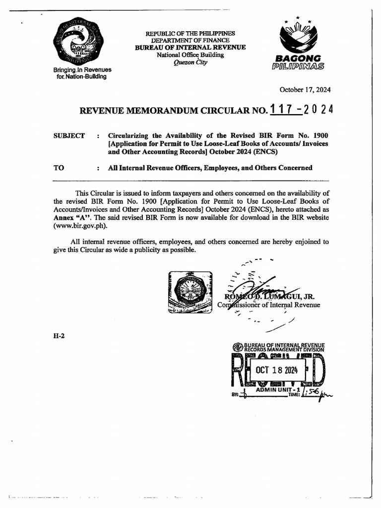 RMC No. 117-2024 | PDF