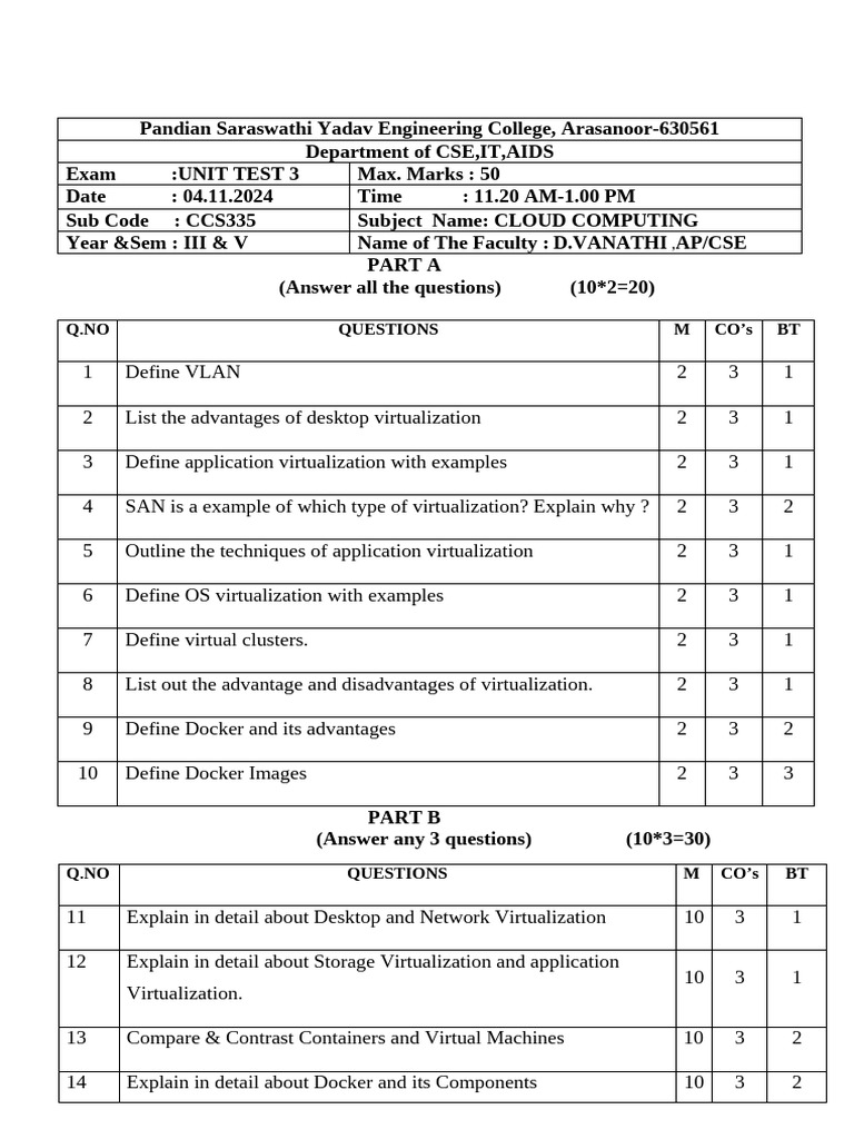 U3 CC Ques | PDF | Teaching Methods & Materials | Computers
