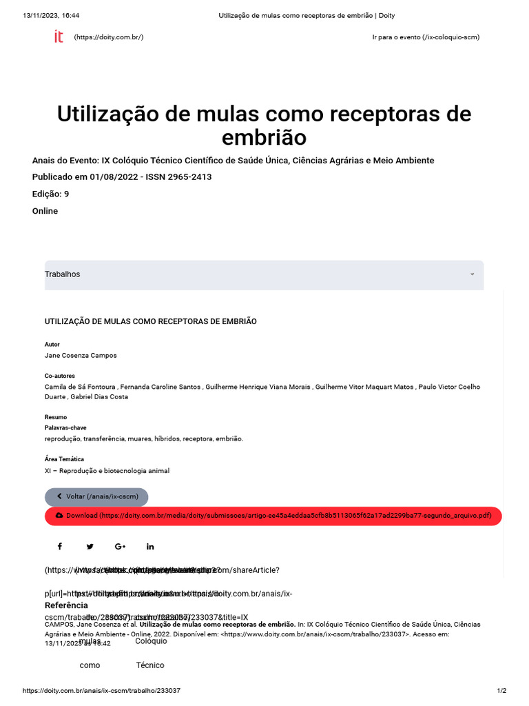 2022-Utilizacao de mulas | PDF | Mula | Asno