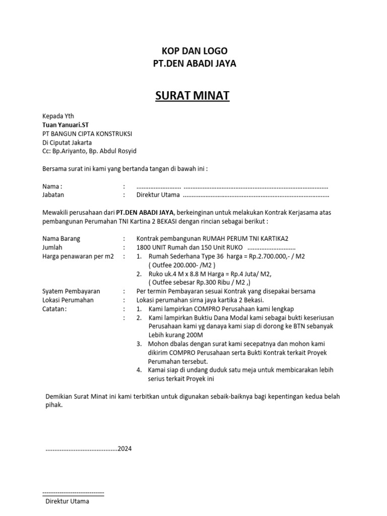DRAFT SURAT MINAT edit | PDF