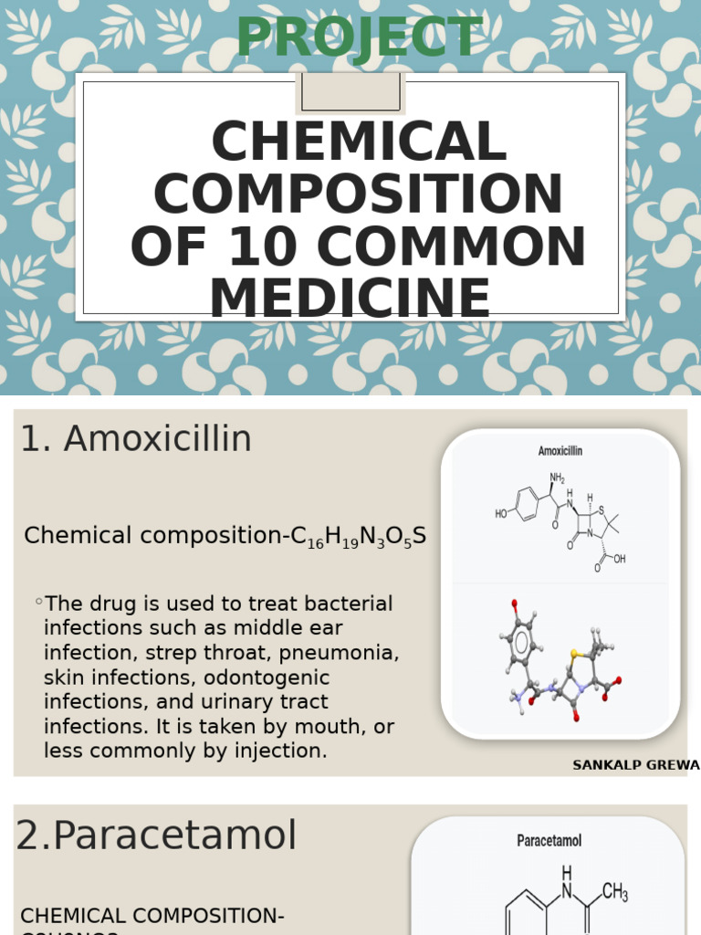 Chemical Composition of 10 Common Medicine | PDF | Pharmacology ...