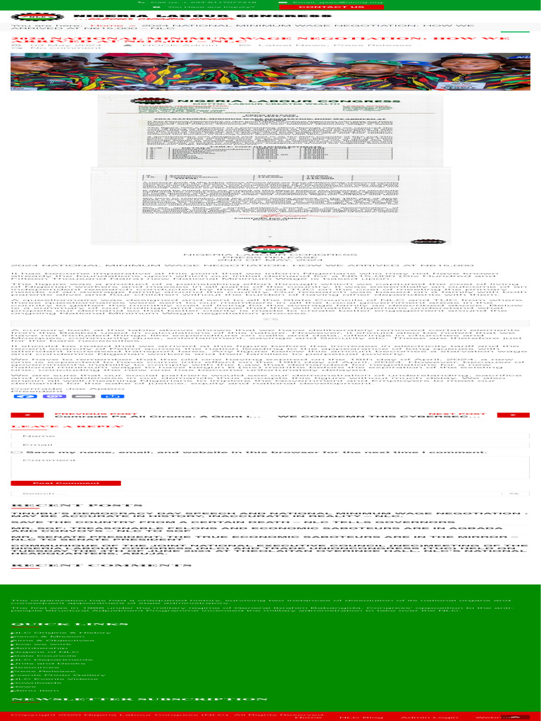2024 NATIONAL MINIMUM WAGE NEGOTIATION HOW WE ARRIVED AT N615,000 - NLC - Nigeria Labour ...