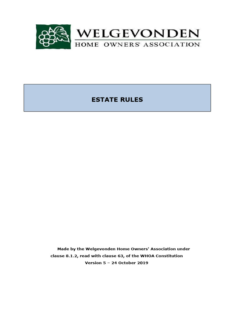 Estate Rules_Final_Oct2019 | PDF | Legal Liability