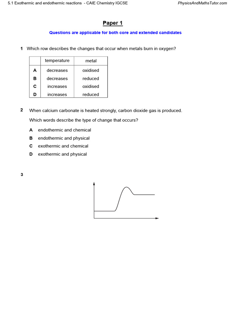 Endothermic and Exothermic Reactions Quiz | PDF | Chemical Reactions ...
