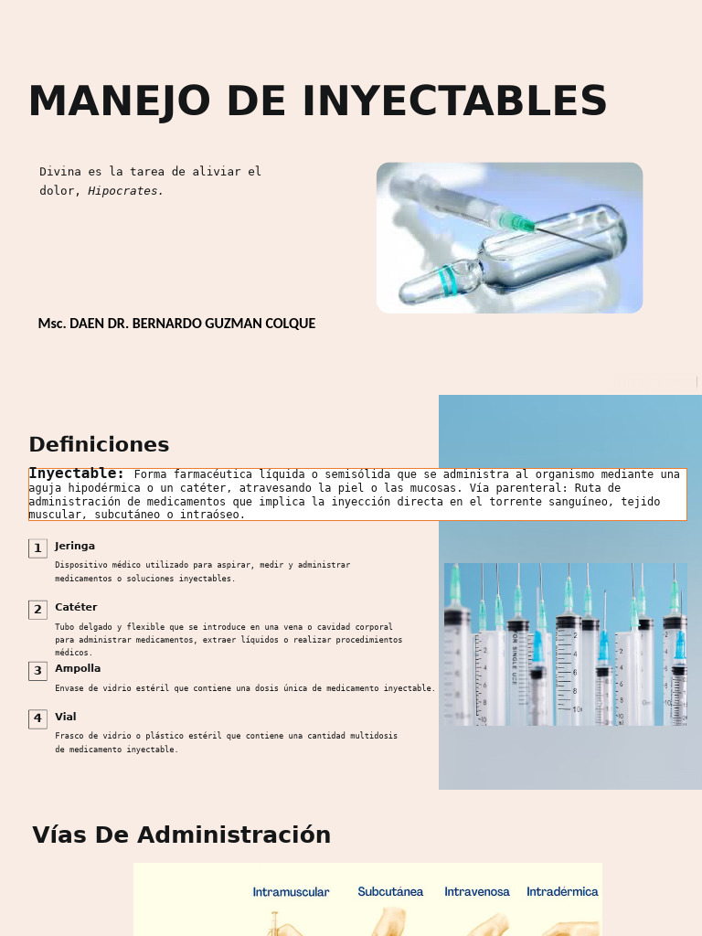 3. MANEJO DE INYECTABLES | PDF | Inyección (medicina) | Medicamentos ...