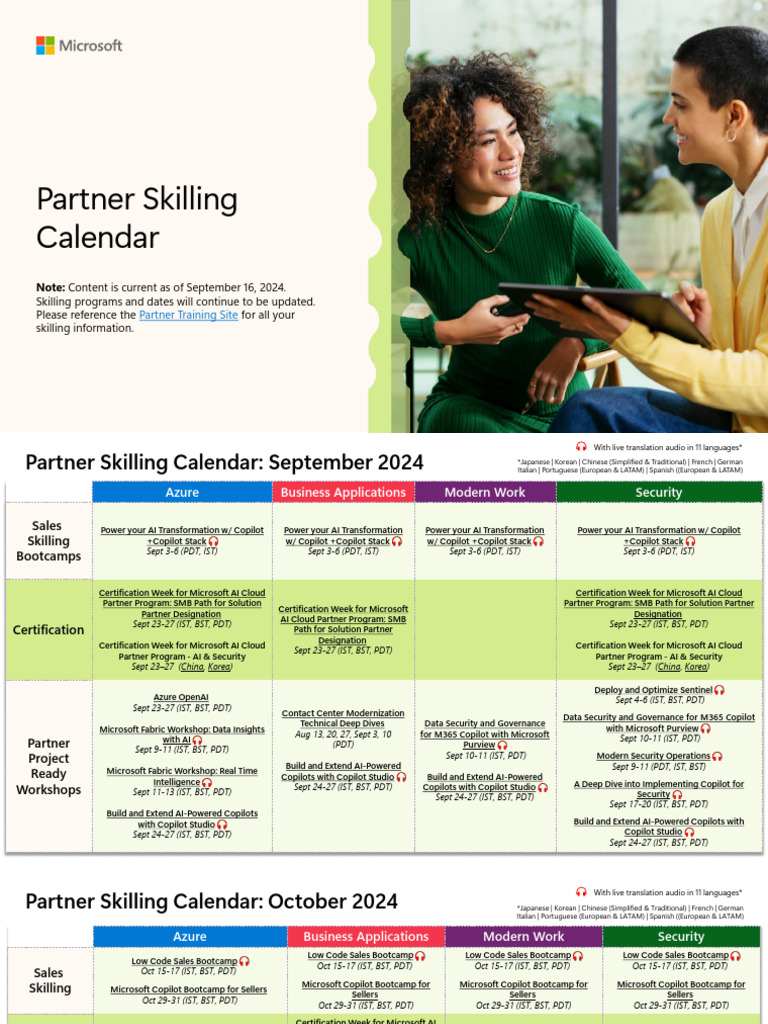 Microsoft Partner Skilling Calendar Q1-FY25 Sep 16 | PDF | Microsoft ...