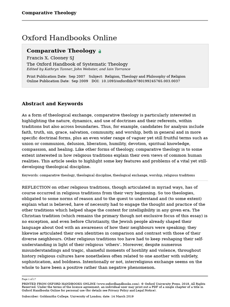 Comparative Theology | PDF | Theology | Faith