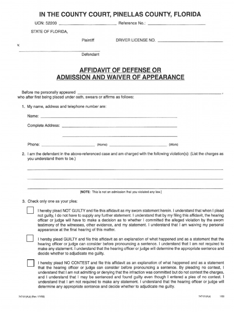 Affidavit of Defense | PDF