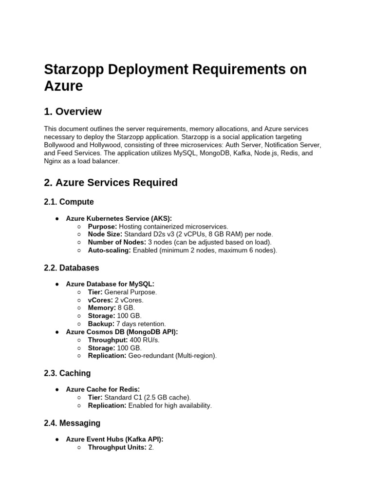 Starzopp Deployment Requirements On Azure | PDF | Load Balancing ...