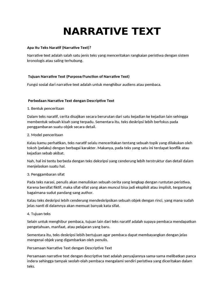 Panduan Lengkap Teks Naratif | PDF | Kajian Bahasa Asing | Fiksi Umum