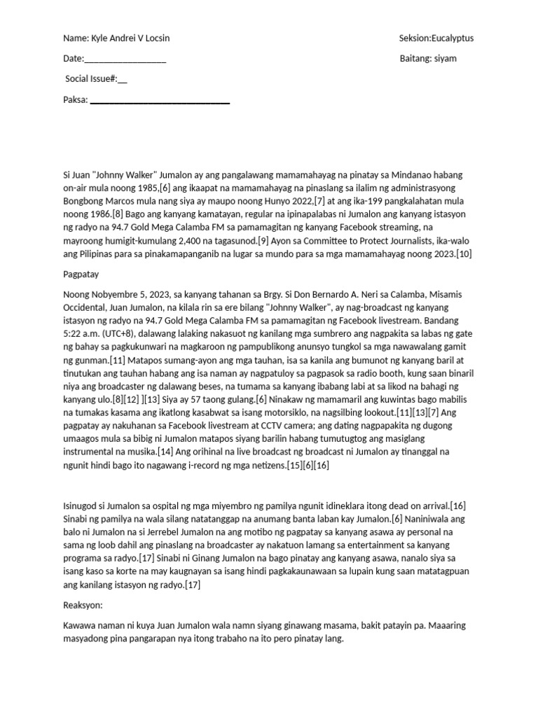 Social Issue Example | PDF