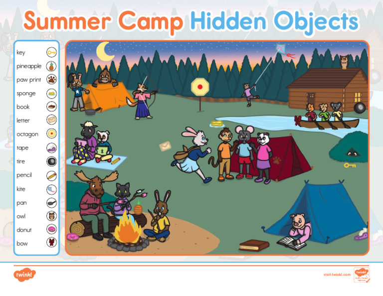 Color Summer Camp Hidden Objects Activity | PDF