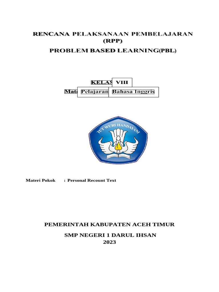 RPP Problem Based Learning Ukin Nurlela | PDF