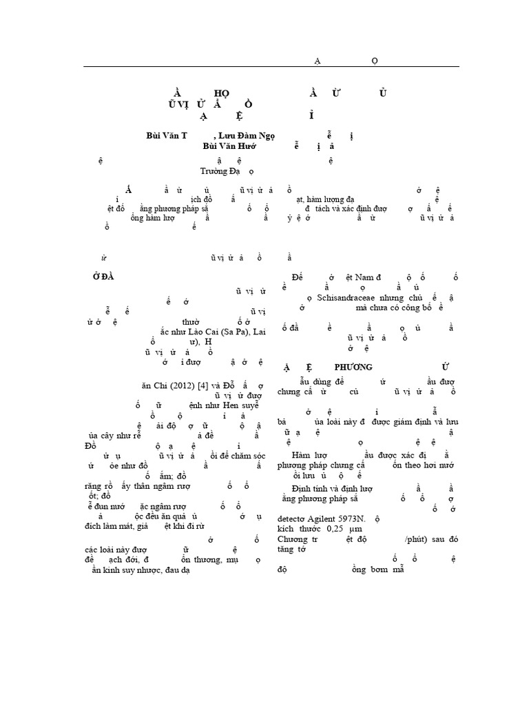 Thành PH N Hóa C Trong Tinh D UT Thân C A Loài NG T V YCH I (Schisandra Perulata Gagnap.) Thu T ...