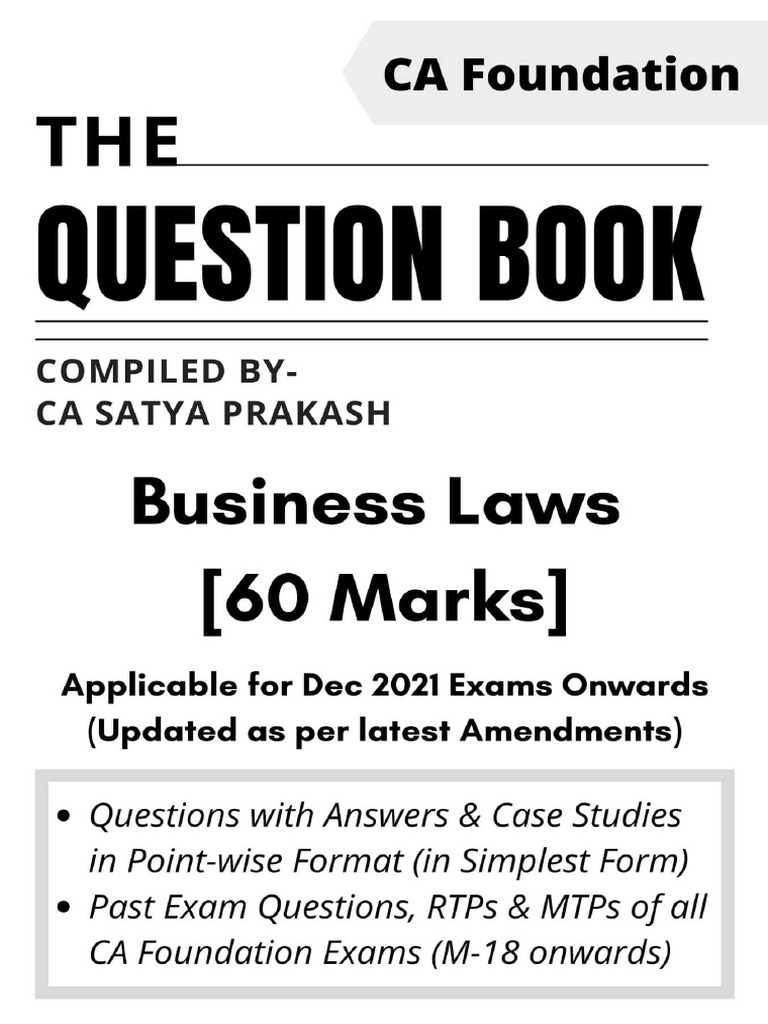 CA Foundation Business Law Scanner Question Book Updated For Dec 2021 ...