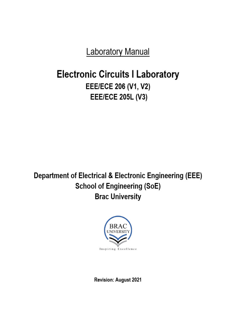 EEE205L - Electronic Circuits I Laboratory - Manual | PDF | Bipolar Junction Transistor | Rectifier