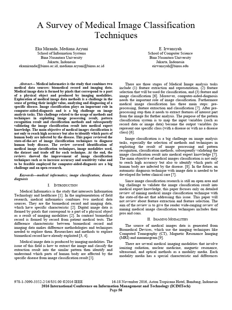A Survey of Medical Image Classification Techniques | PDF | Medical ...