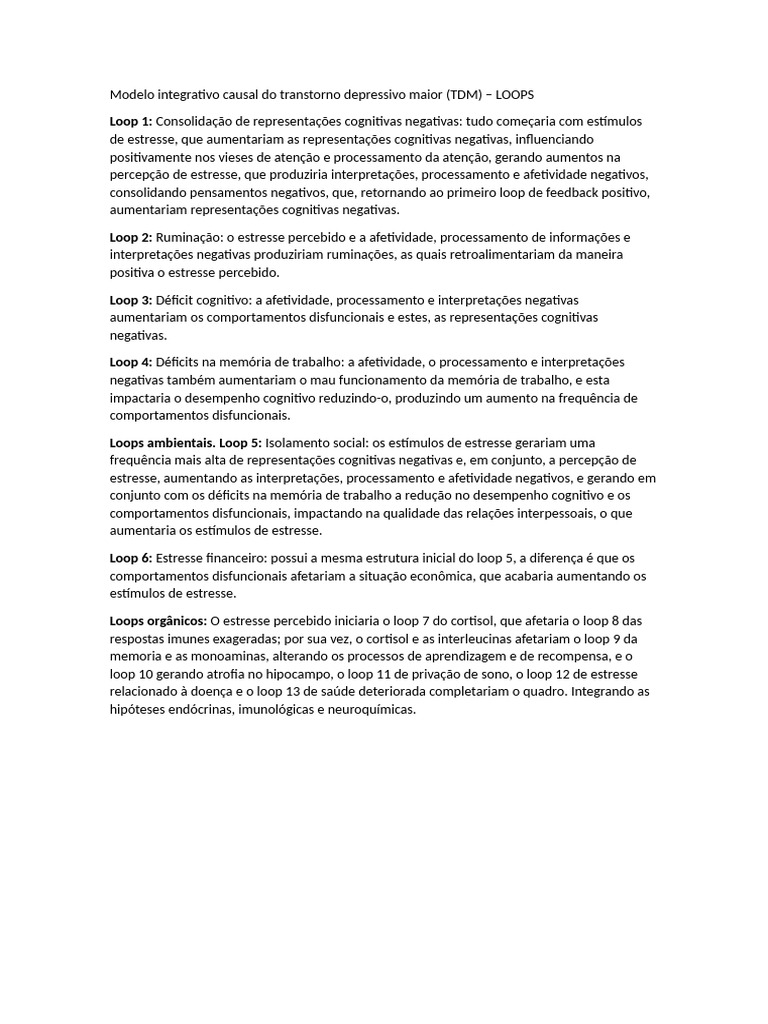 Modelo Integrativo Causal Do Transtorno Depressivo Maior | PDF ...