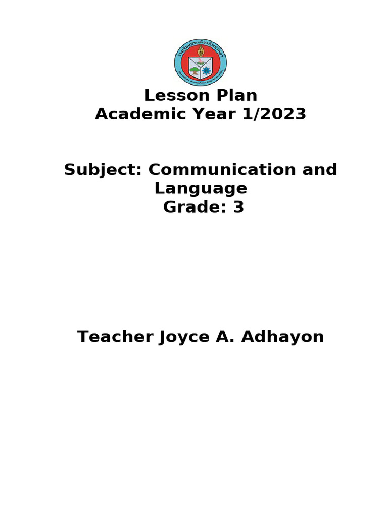 P3 Syllabus, Lesson Plan, Term 1 | PDF | Vocabulary | Classroom