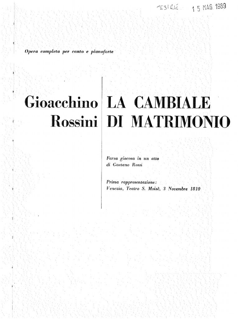G. Rossini - La Cambiale | PDF