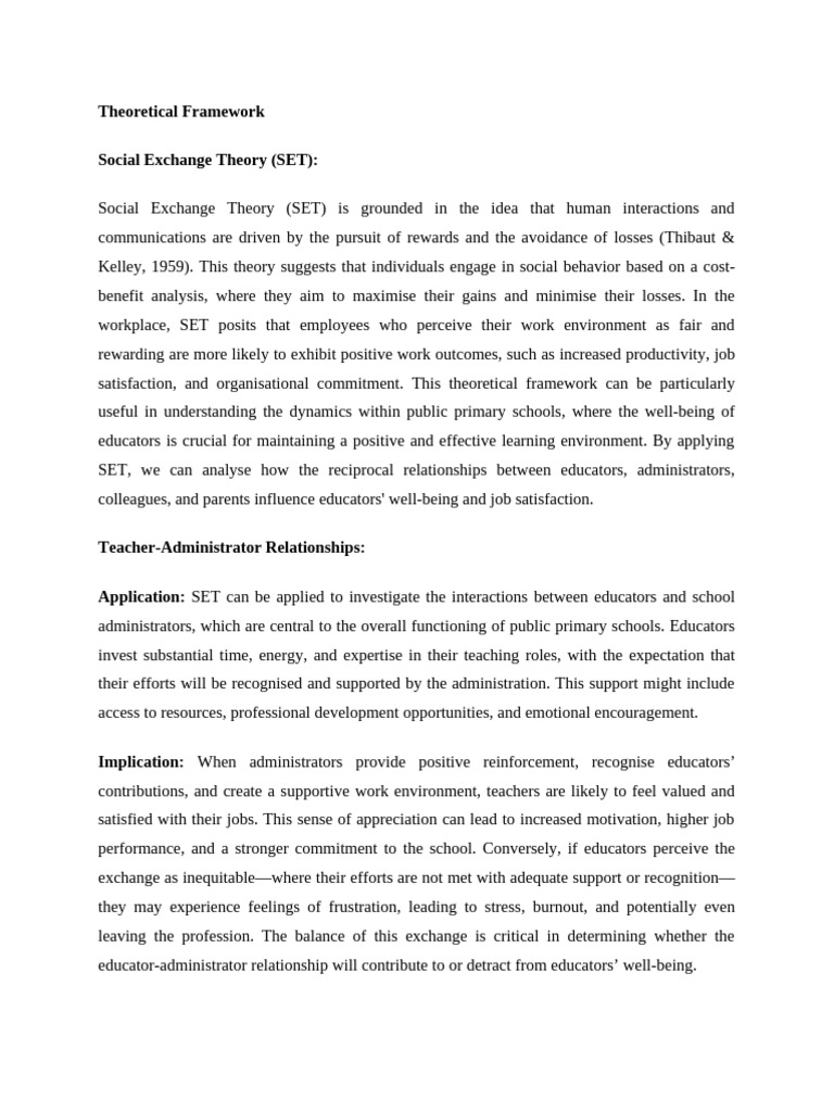 Theoretical Framework | PDF | Teachers | Well Being