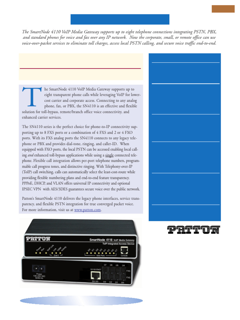 SN4110_datasheet | PDF | Voice Over Ip | Computer Network