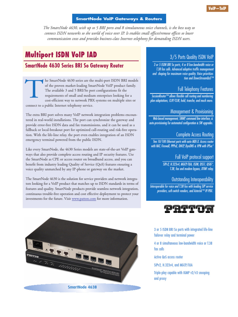 SN4630_datasheet | PDF | Voice Over Ip | Telephony