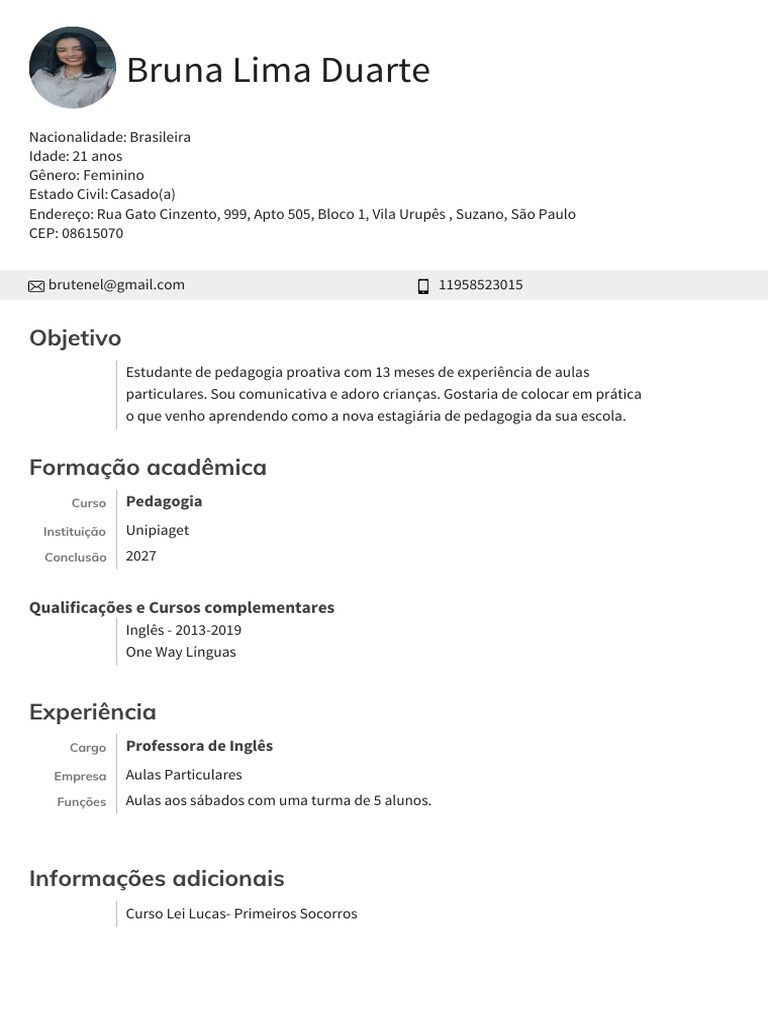 Currículo Bruna | PDF