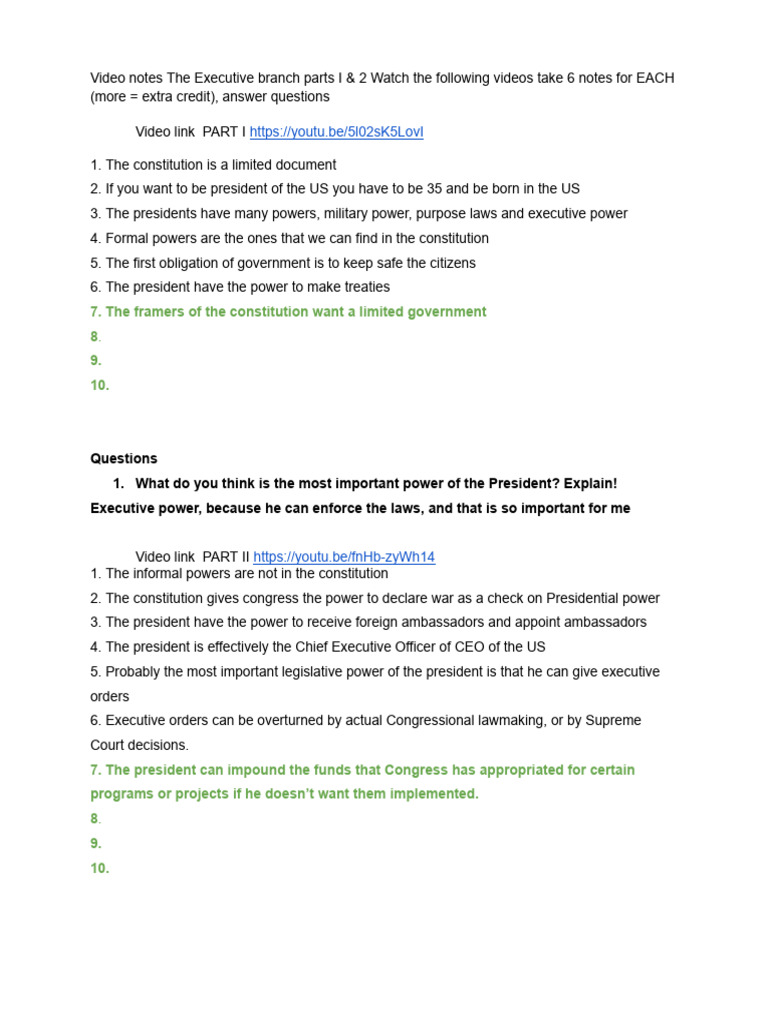 Executive Branch Powers Explained | PDF