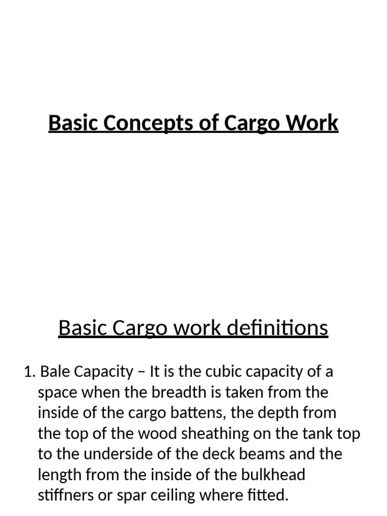 Cargo Work Basics: Definitions & Calculations | PDF | Cargo | Volume