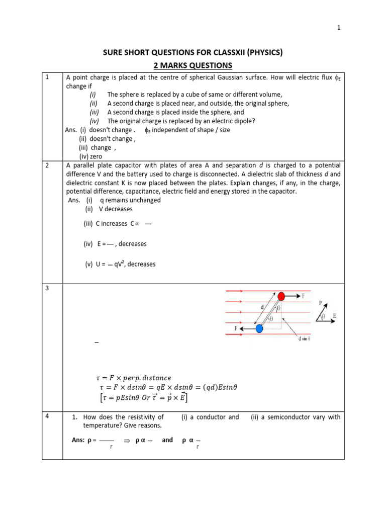 Important Board Questions 2 | PDF | Photoelectric Effect | Electrical Resistivity And Conductivity