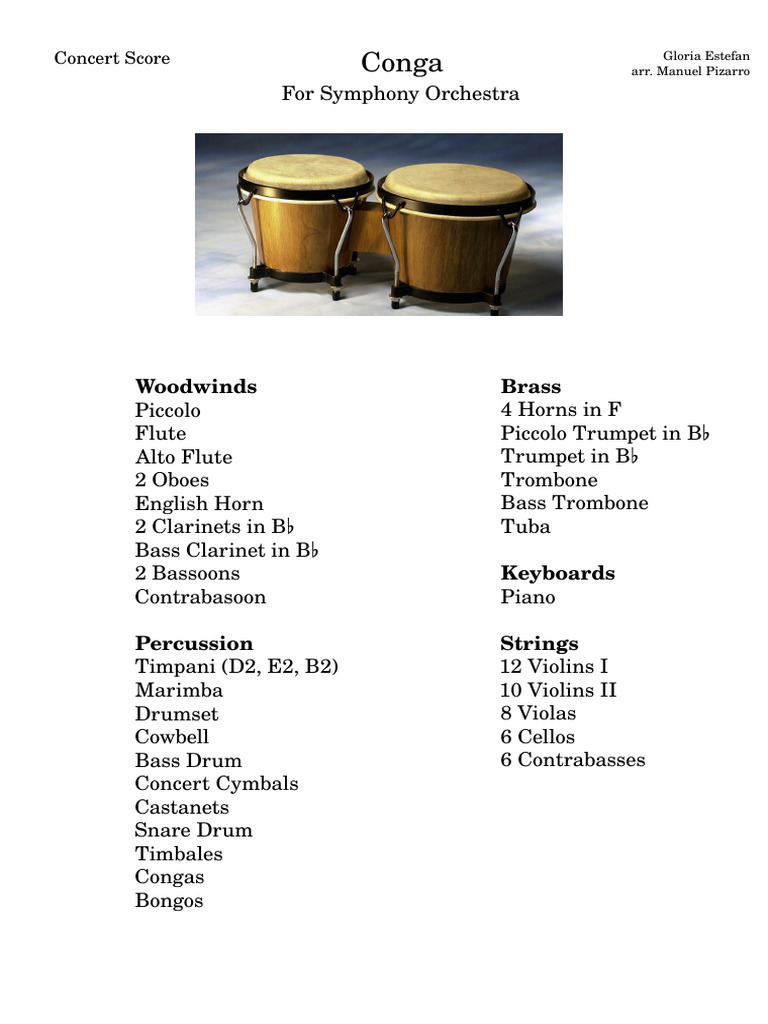 Conga | PDF | Double Bass | Compositions For Symphony Orchestra